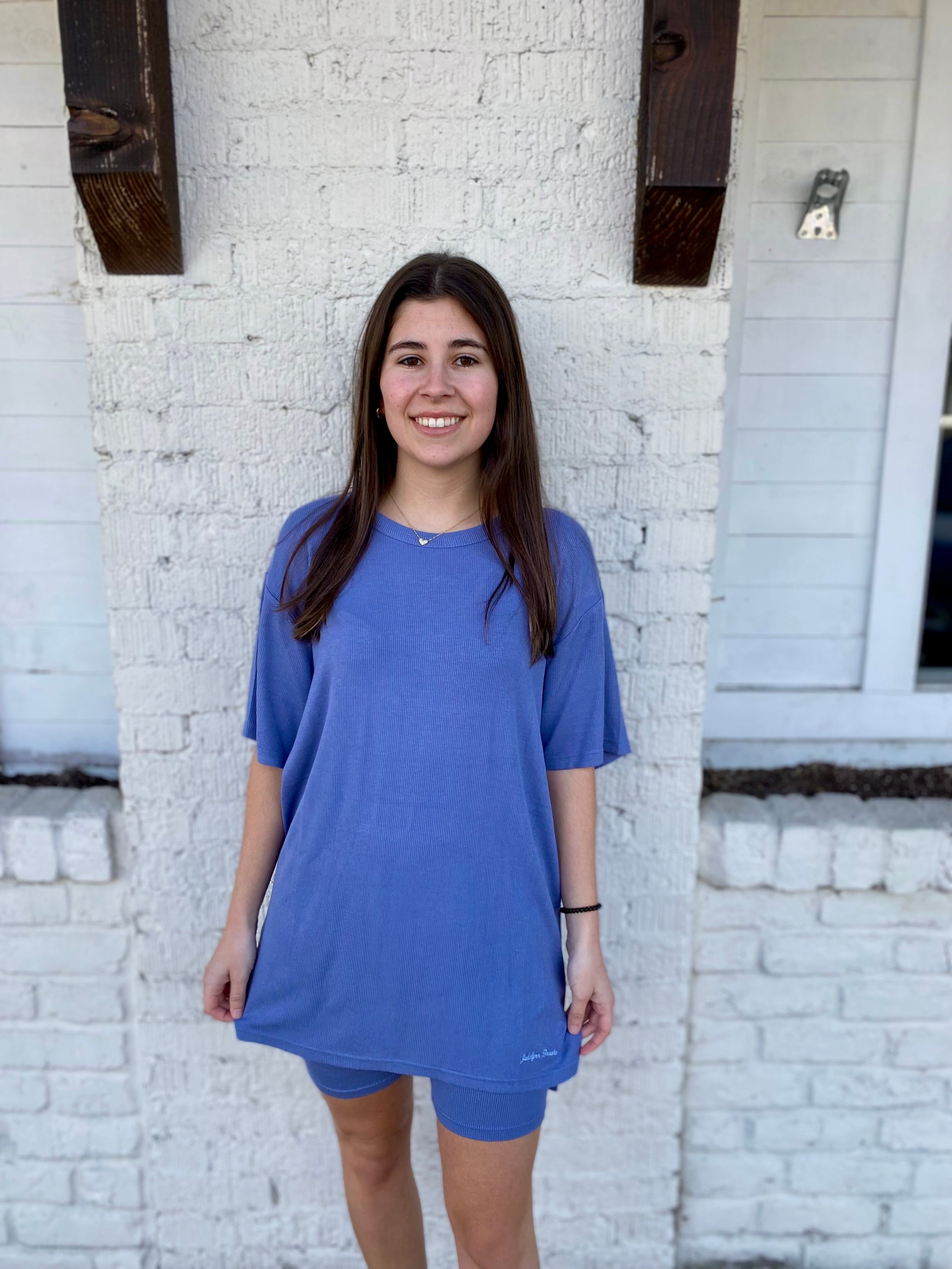 Jadelynn Brooke Elemental Blue Ribbed Biker Set | Love & a Dog