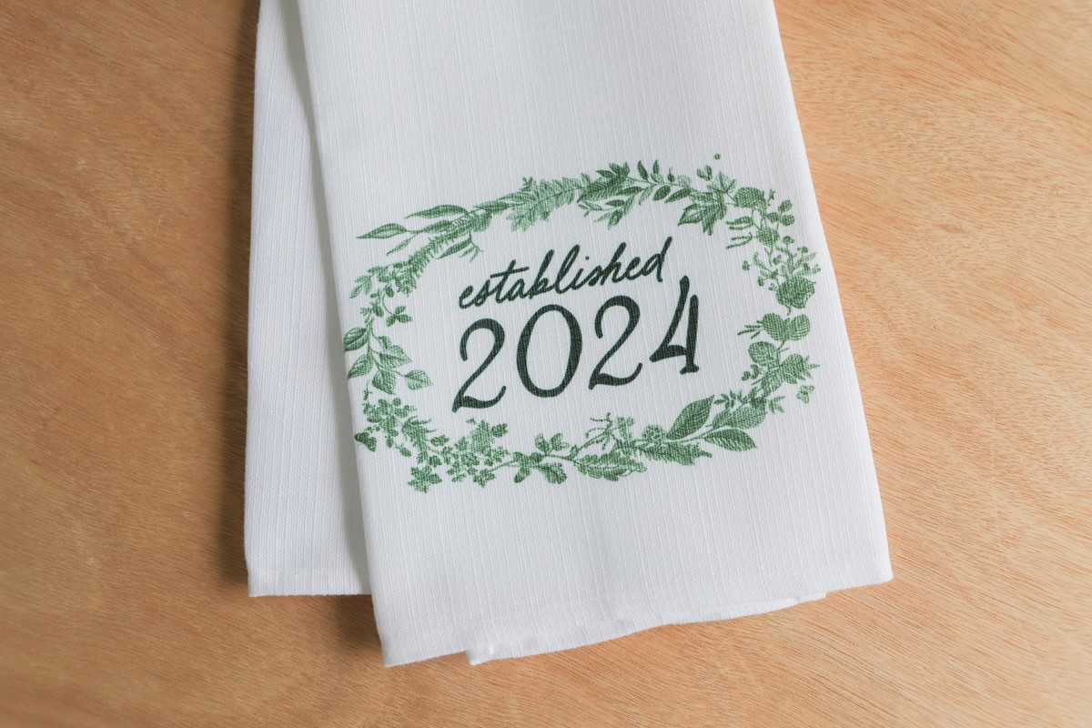 Established 2024 Tea Towel | Love & a Dog
